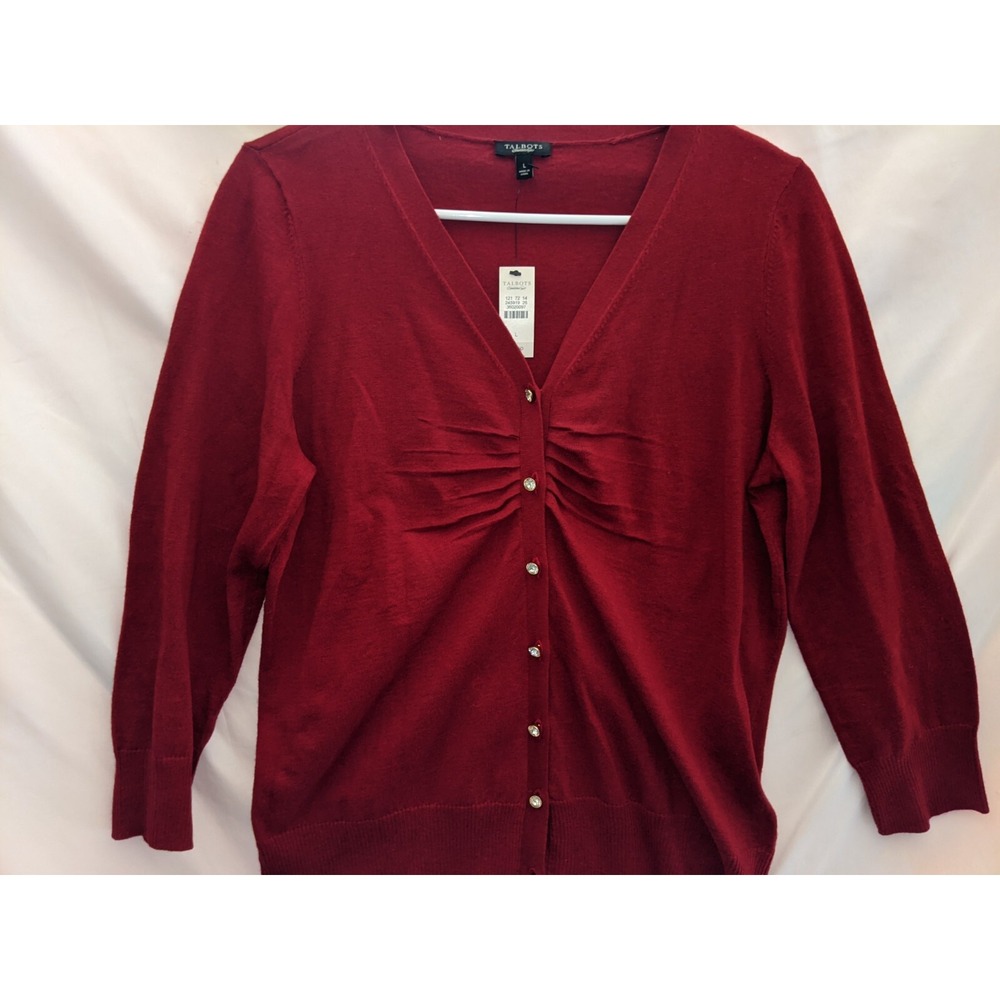 Talbot's‎ Wool Blend Cardigan Red Button Front Jewel … - Gem